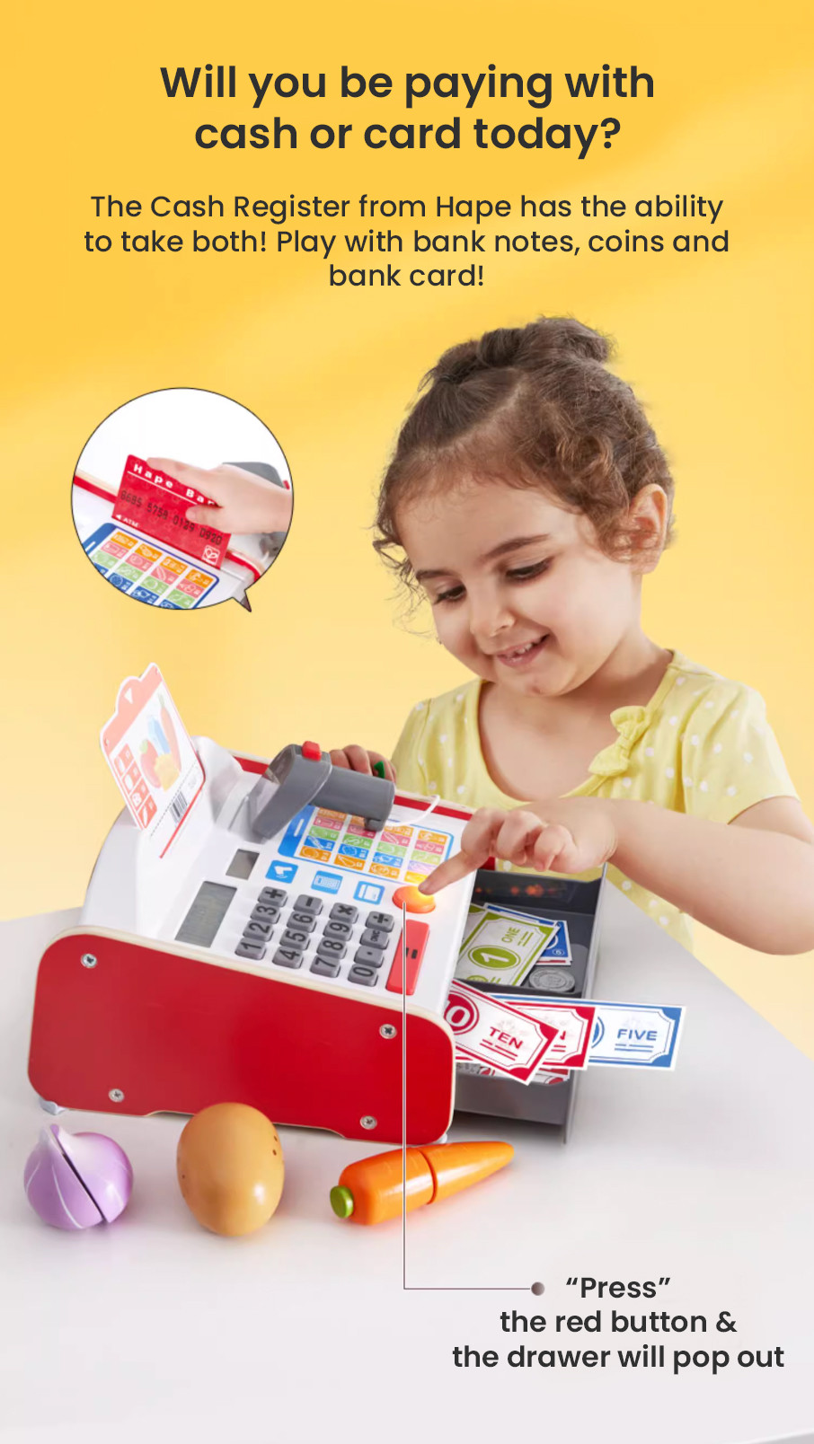 Hape 3184 Beep 'N' Buy Cash Register Pretend Play Suitable For Age 3 ...