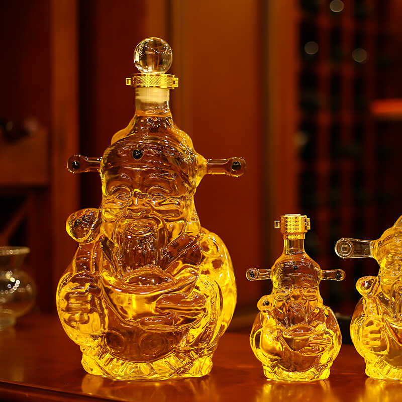Craft Glass Bubble Wine Bottle 3kg 1kg Large Capacity God of Wealth ...