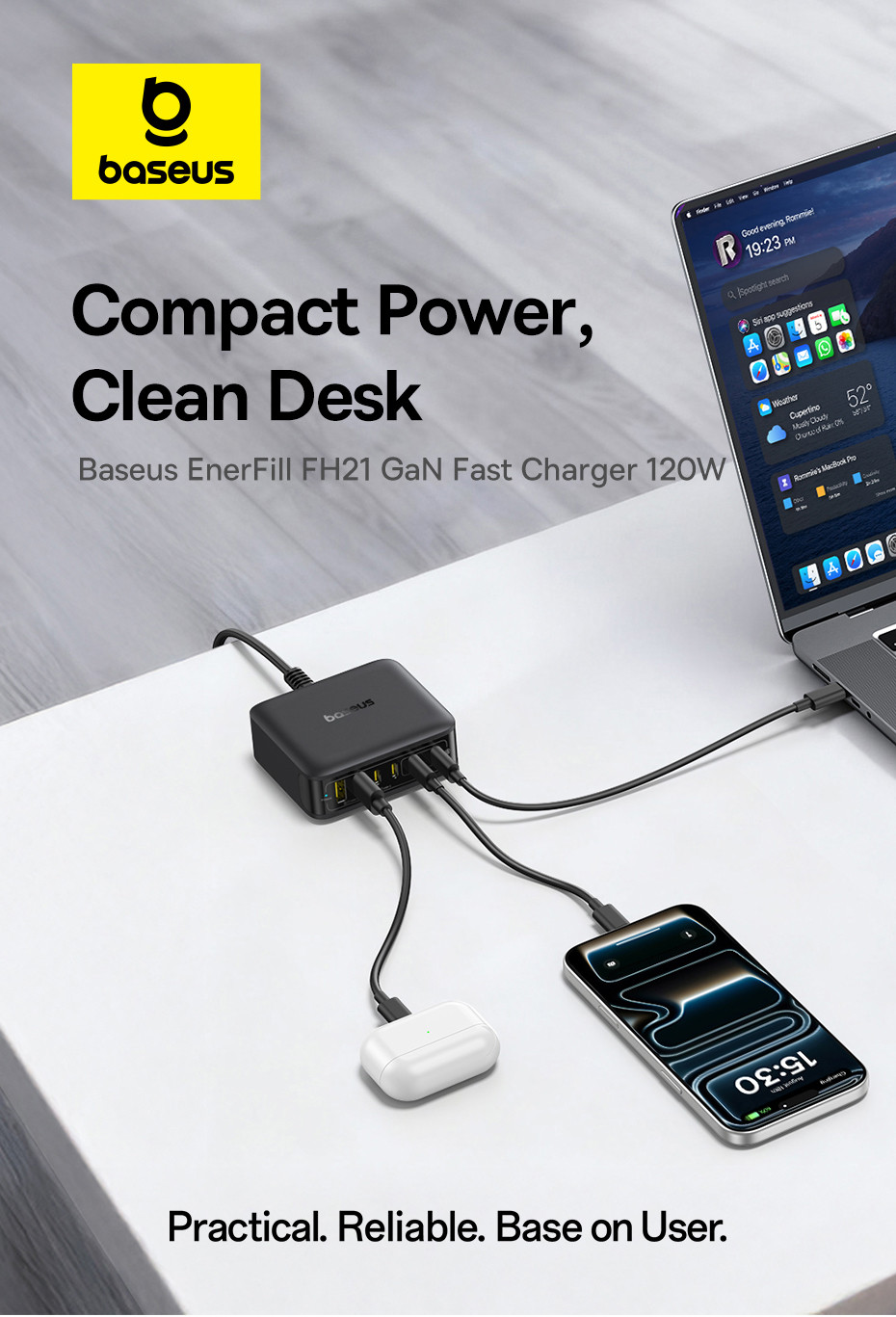 Baseus EnerFill 120W 4C+2U Desktop Charging Station Fast Charger ...