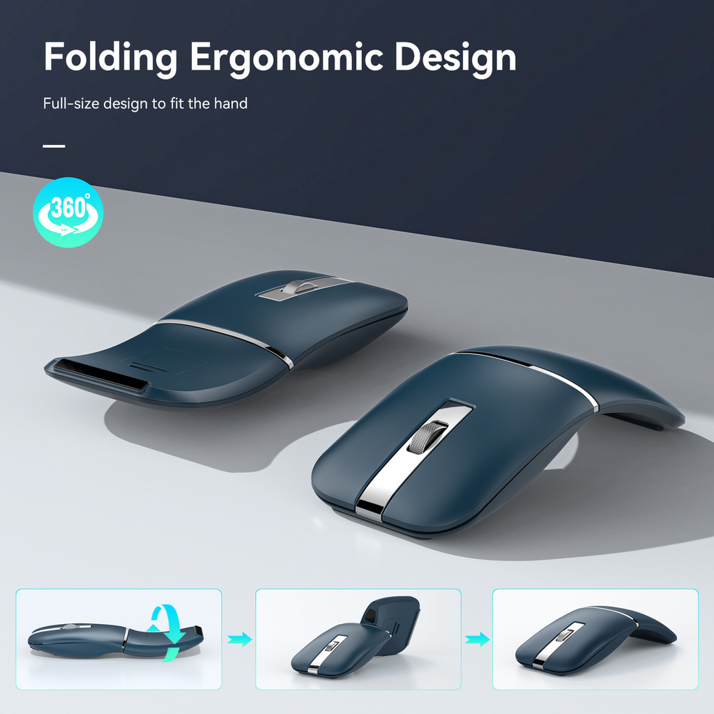Jomaa New Rotatable Arc Wireless Mouse Rechargeable Tri-mode USB Bluetooth Mouse for Mac Windows ...