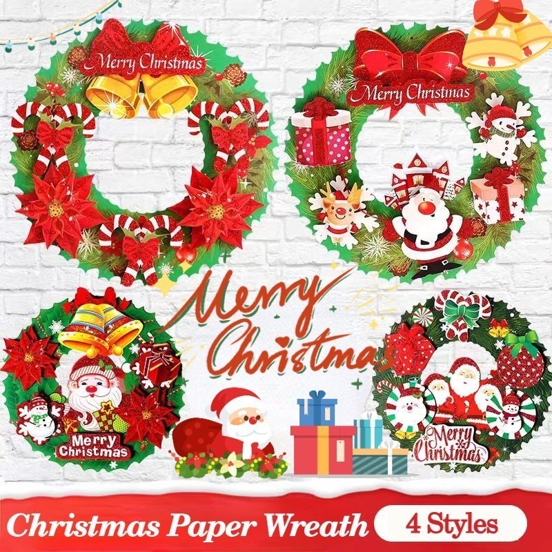 Christmas Wreath 36CM 3D Paper Flower Wreath Christmas Wreath Door ...