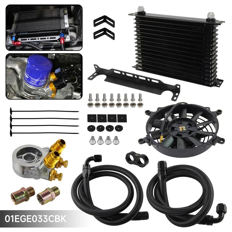 Universal Black Blue 15 Row An10 Thermostat Adaptor Engine Racing Oil