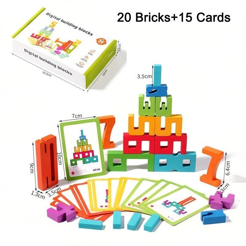 Large Sized 3D Wooden Building Block Tetris Stacking Puzzle Number ...