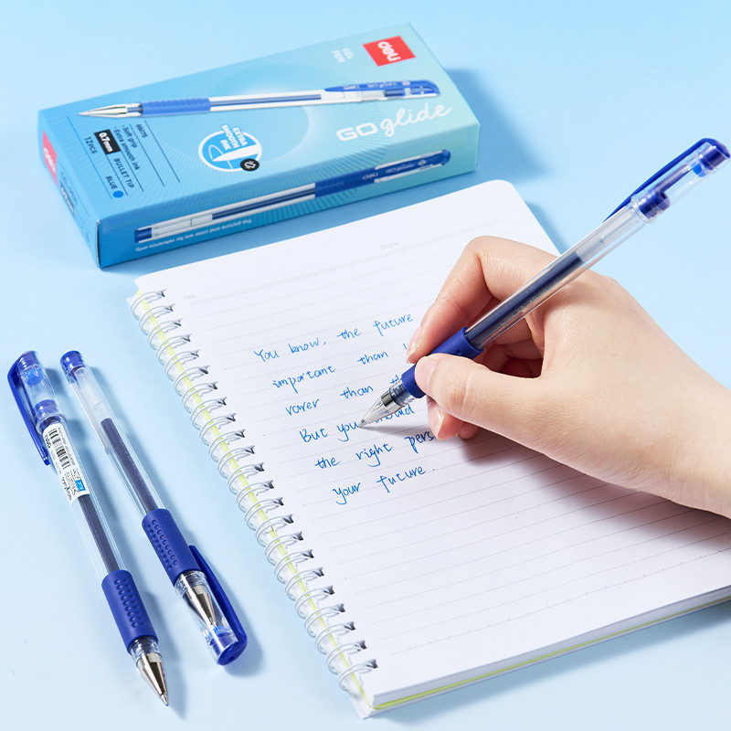 Deli GO Glide Gel Pen 0.7mm Comfort Soft Grip Smooth Writing School ...