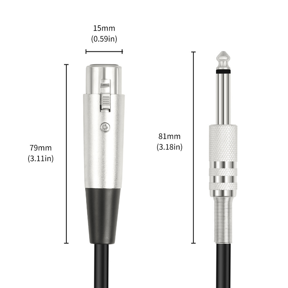 6.35mm Microphone Wired Cable Male Plug Audio Cable Dynamic Microphone ...