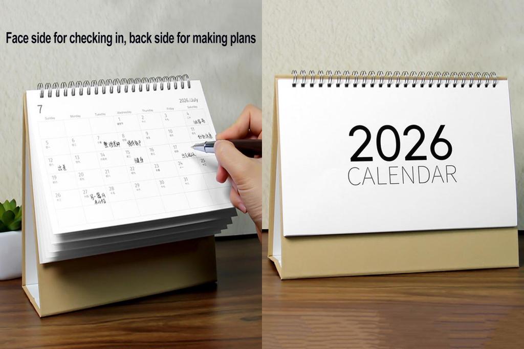 Stand-up Calendar Paper Desk Calendar 2026 Spiral Bound Desk Calendar ...