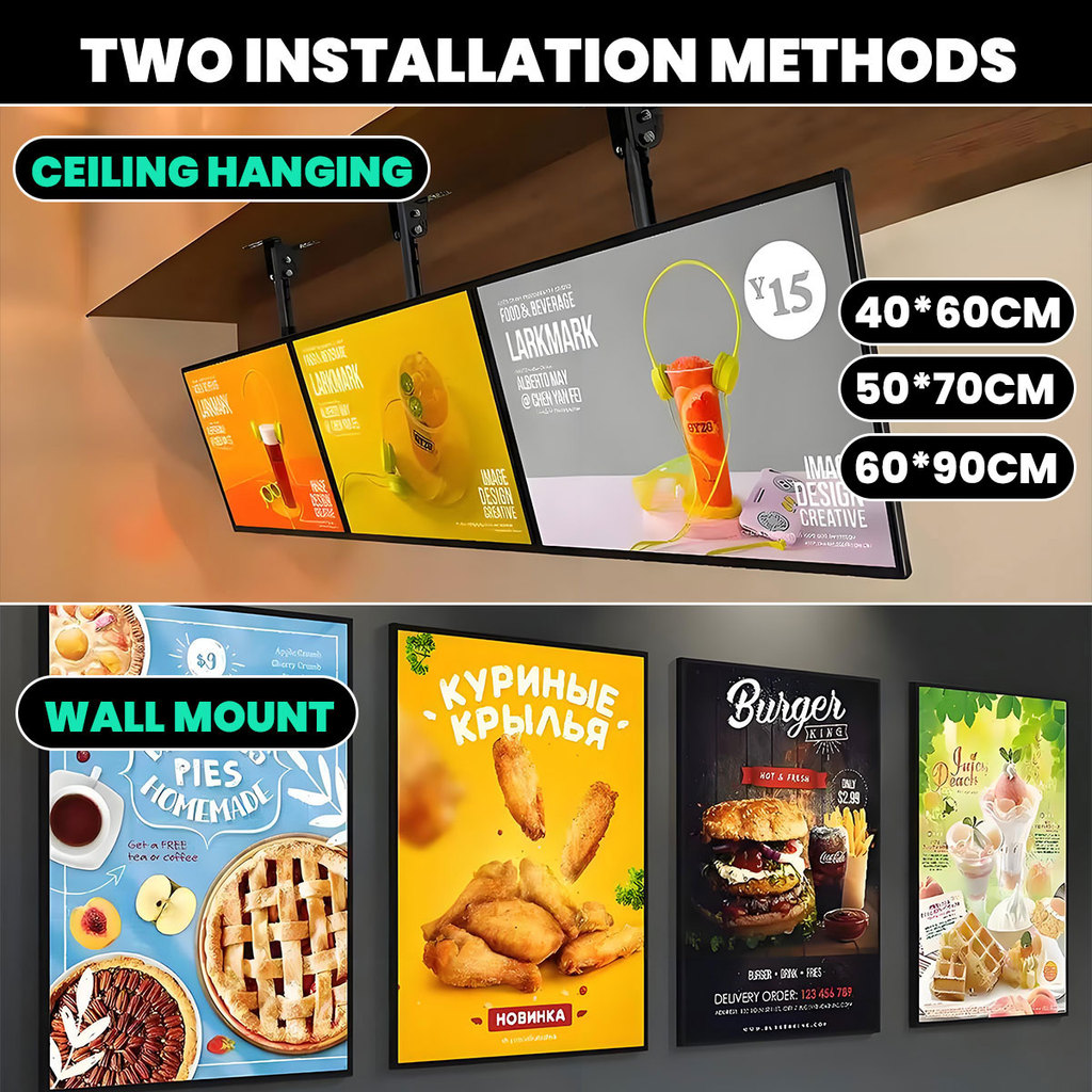 LED Menu board Adjustable Pole LED Lightbox Menu Display card hanging ...