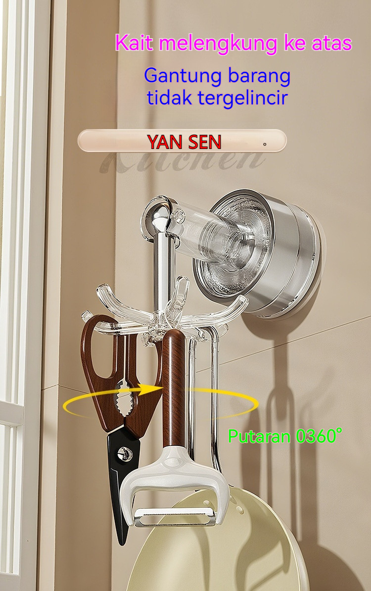 6-Claw Rotating Kitchen Vacuum Hook | Kale and Pot | 5 kg Load-Bearing ...