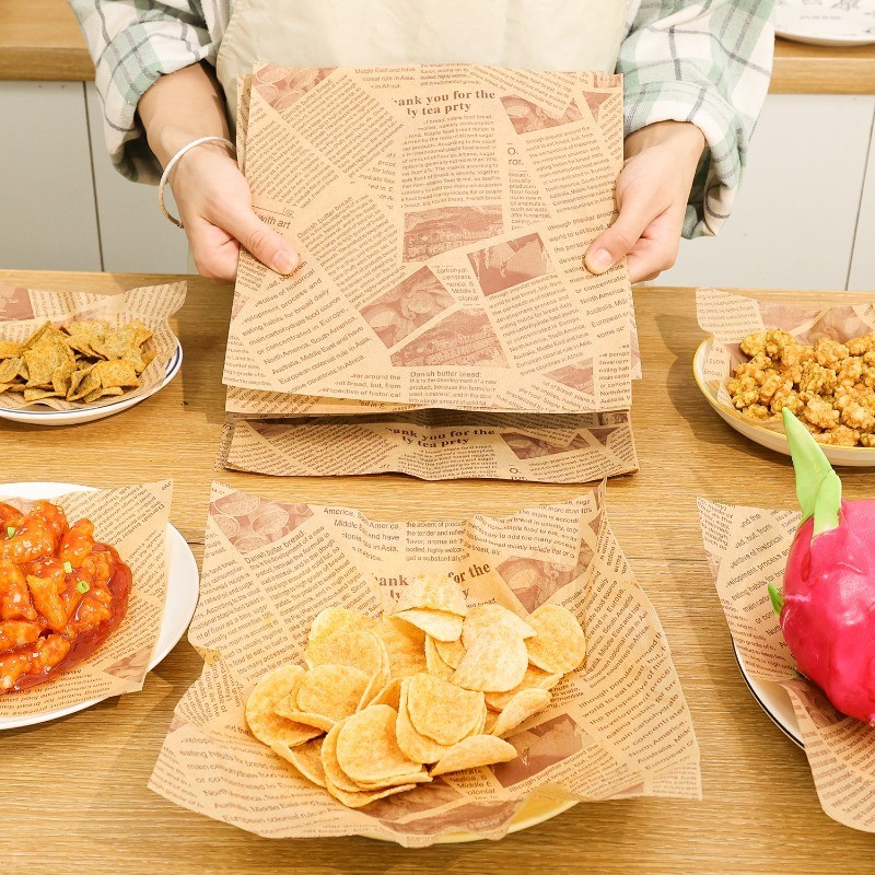 50/100 pieces Burger packaging paper, baked fried chicken, oil ...