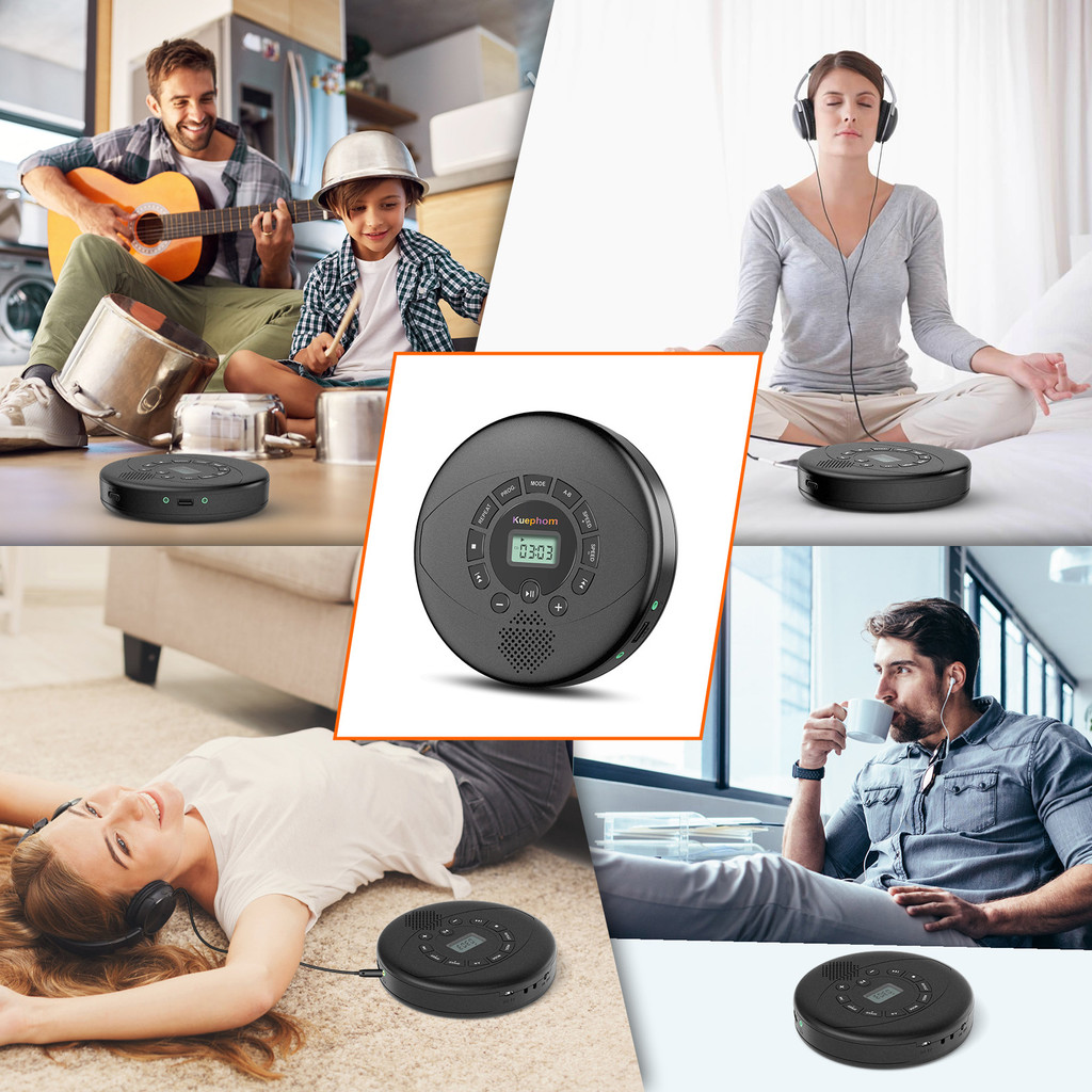 Bluetooth CD Player SpeakersBuilt-in 2000 mAh Rechargeable Battery and ...