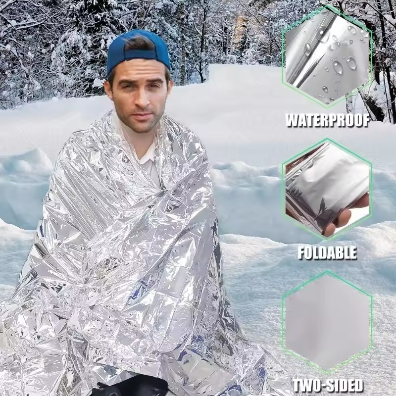 Emergency Survival Thermal Blanket Cold Wind Protection, Reflective PET ...