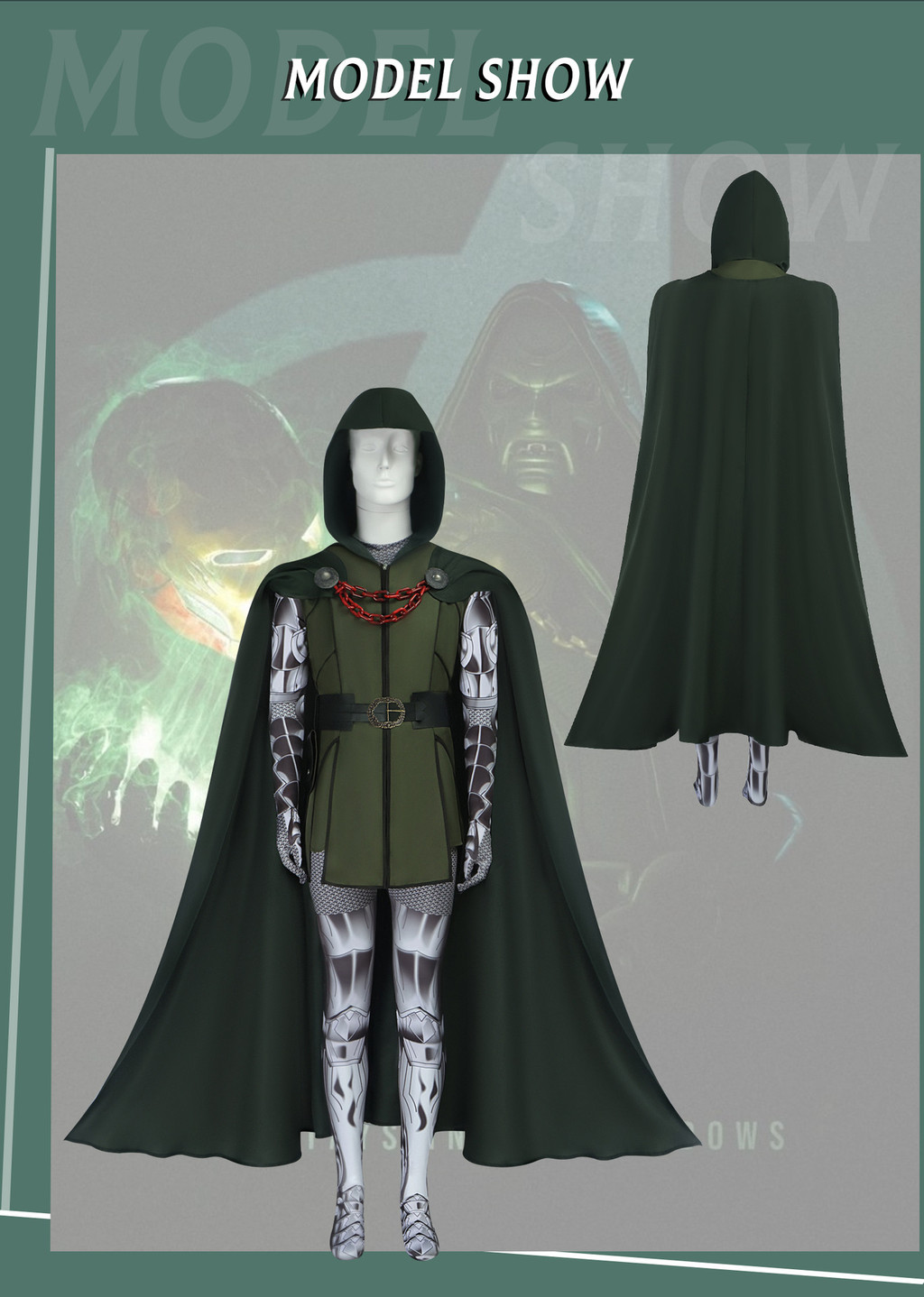 Doctor Doom Cos Clothes Halloween Jumpsuit Cloak Set Cosplay Outfit ...