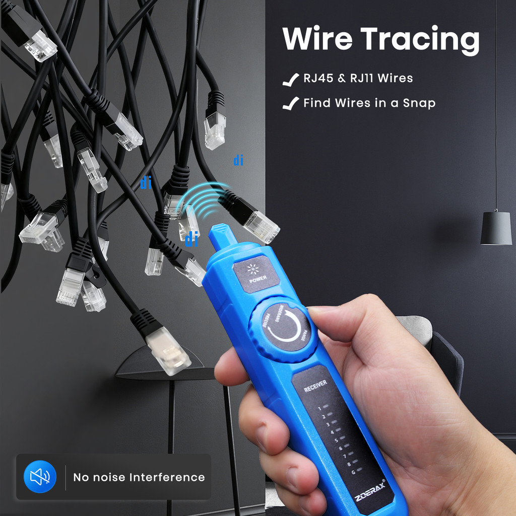 ZoeRax RJ45 RJ11 Wire Tracker Multi-Function Cable Tester with PoE ...
