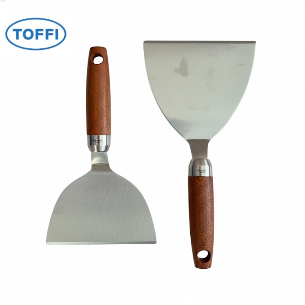 Toffi Stainless Steel Scraper Wooden Handle / Slope Burger Scrapper ...
