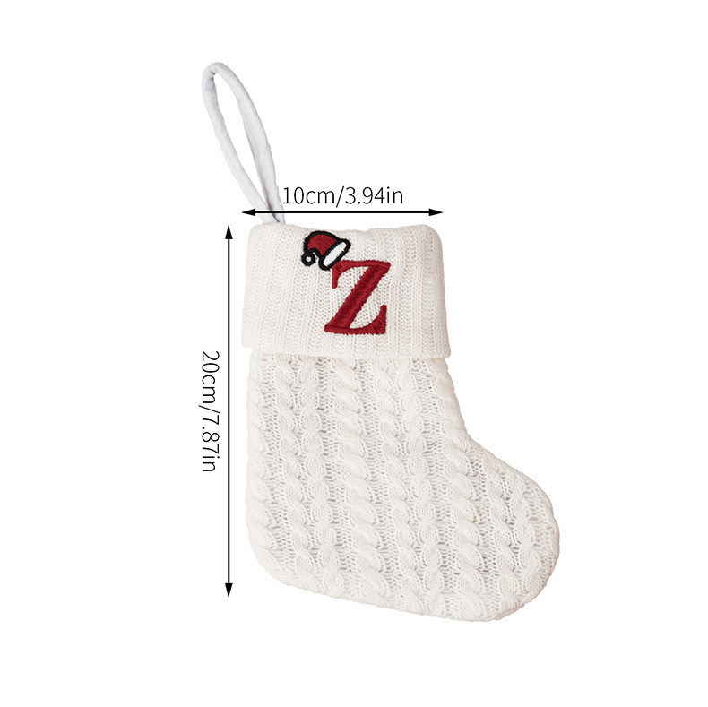 White Christmas Stocking｜Embroidered Alphabet Wool Sock｜Tree Hanging ...