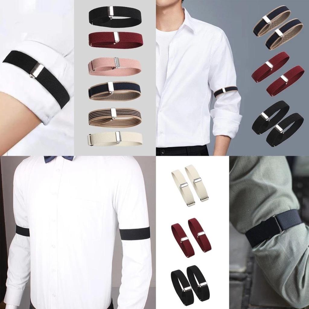 1 Pair Anti-Slip Shirt Sleeve Holders Business Elastic Adjustable Shirt ...