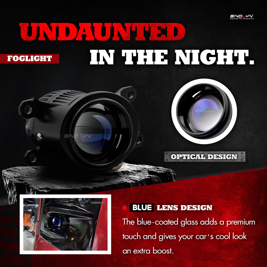 2 Inch Blue Bi LED Projector Lens Fog Lights Tri Colors For Toyota ...