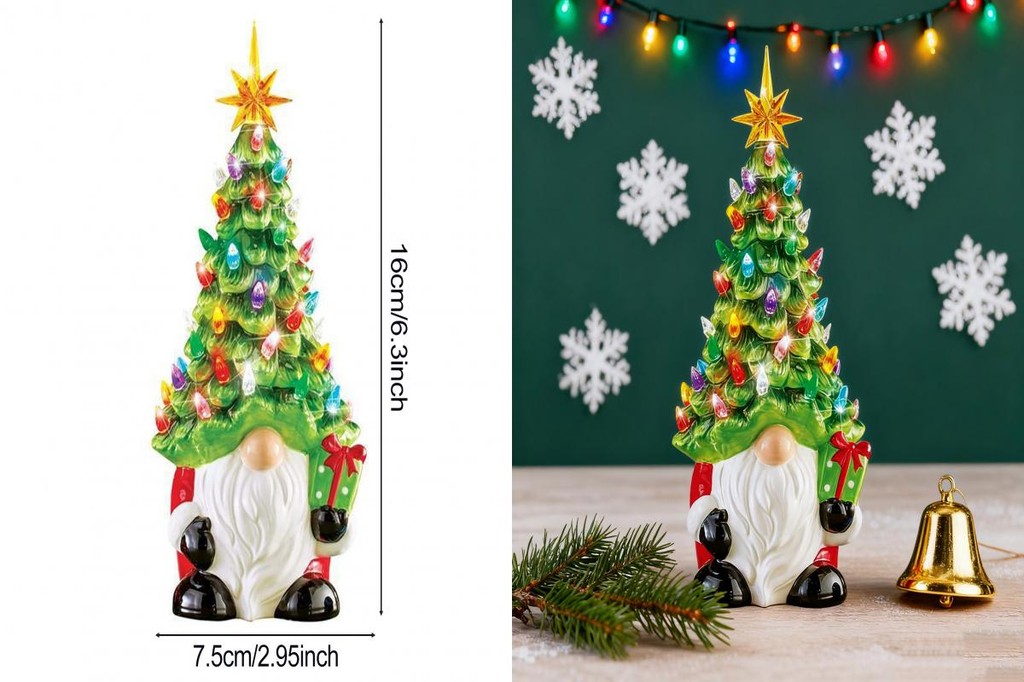 PANDU Wireless Gnome Tree Ornament Whimsical Christmas Tree Ornament 6 ...