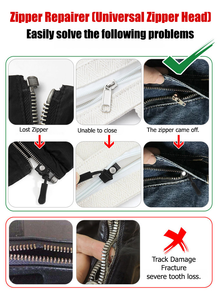 [Quick Installation] Removable Zipper Repair Kit/Universal Zipper ...