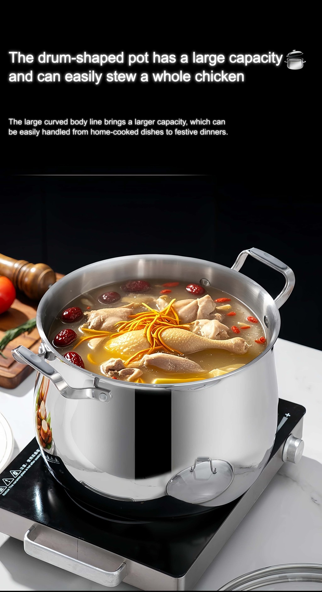 304 Stainless Steel Drum Pot - Anti-Overflow Large Capacity, Ideal for ...
