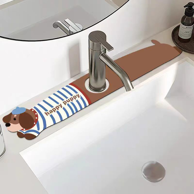 Capybara Faucet Drip Mat Silicone Splash Guard for Kitchen Sink Crayon ...