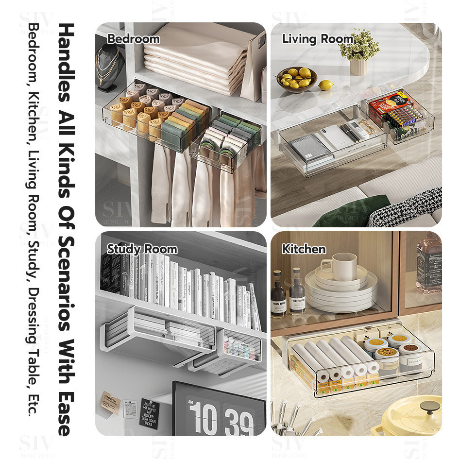 Auremi Under Desk Transparent Pull-Out Drawer – Hidden Storage for ...