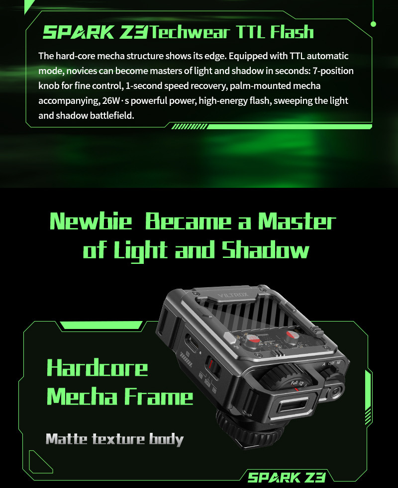 VILTROX Spark Z3 Mini Rechargeable Camera Flash Light Speed Control ...