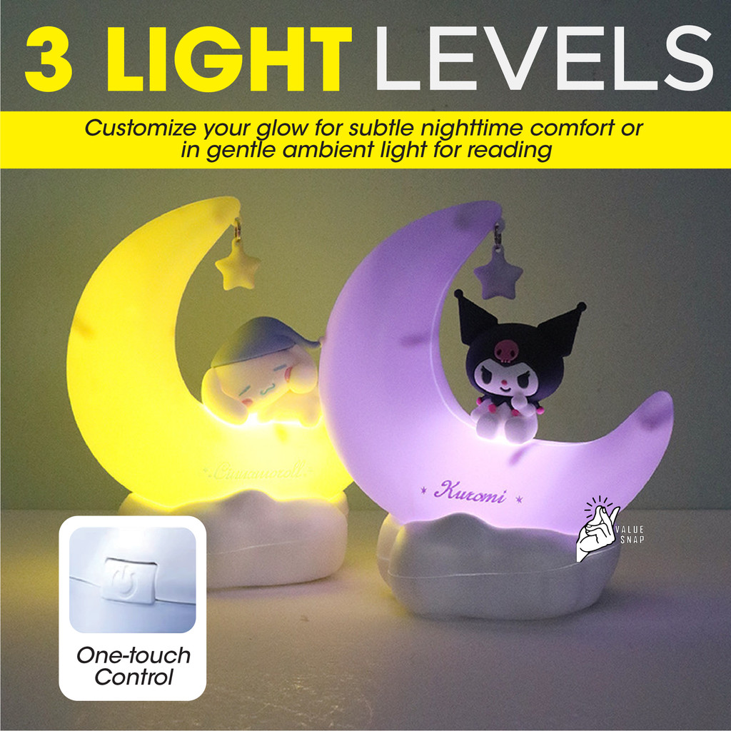 Sanrio Night Light Luminous Pinch Light Decoration Gift Rechargeable 3 ...