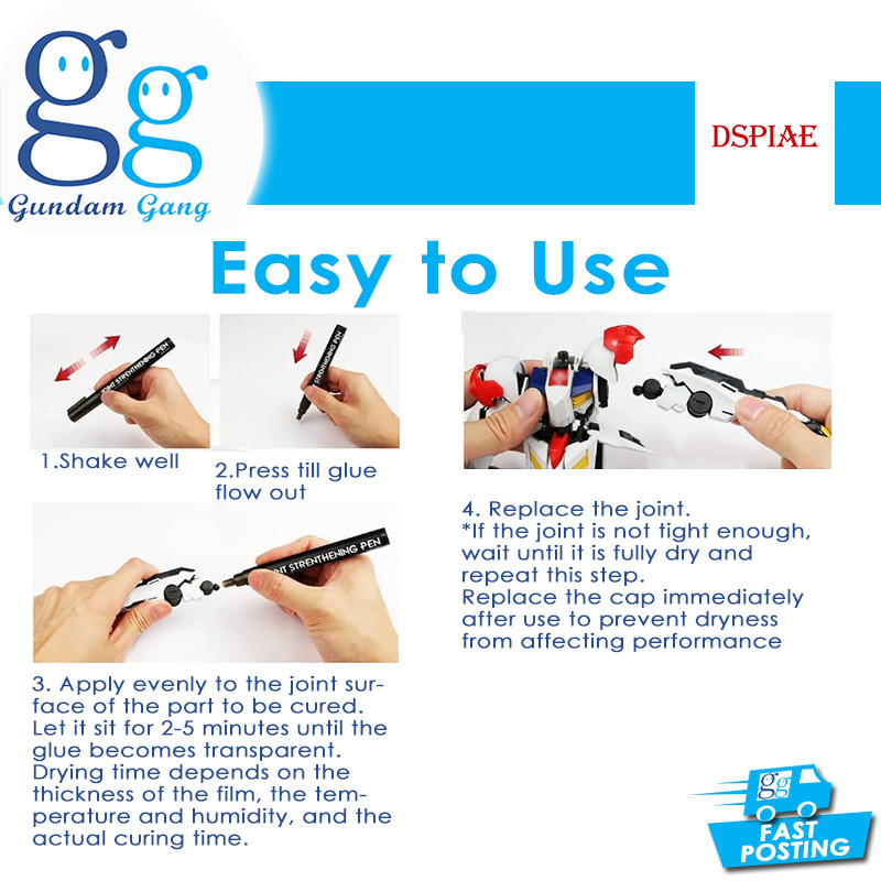 DSPIAE Ball Joint Strenthening Pen For Gundam Assembly Mecha Glue Pen ...