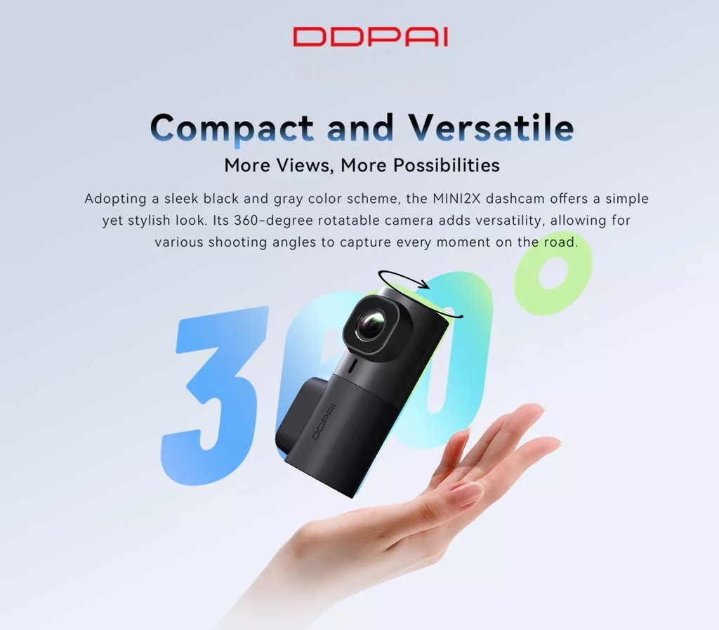 DDPAI Mini 2X 2K QHD Resolution Dashcam Night Vision 2.0 360° Rotation ...