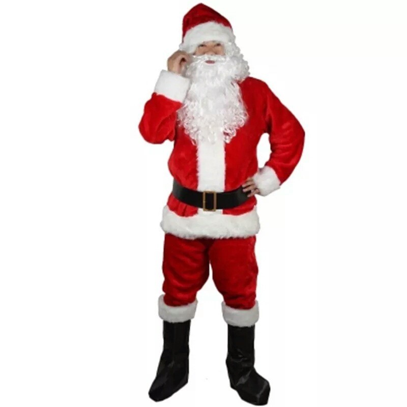 Fast Shipping Christmas Costume Santa Claus Costume Long Hair Santa ...