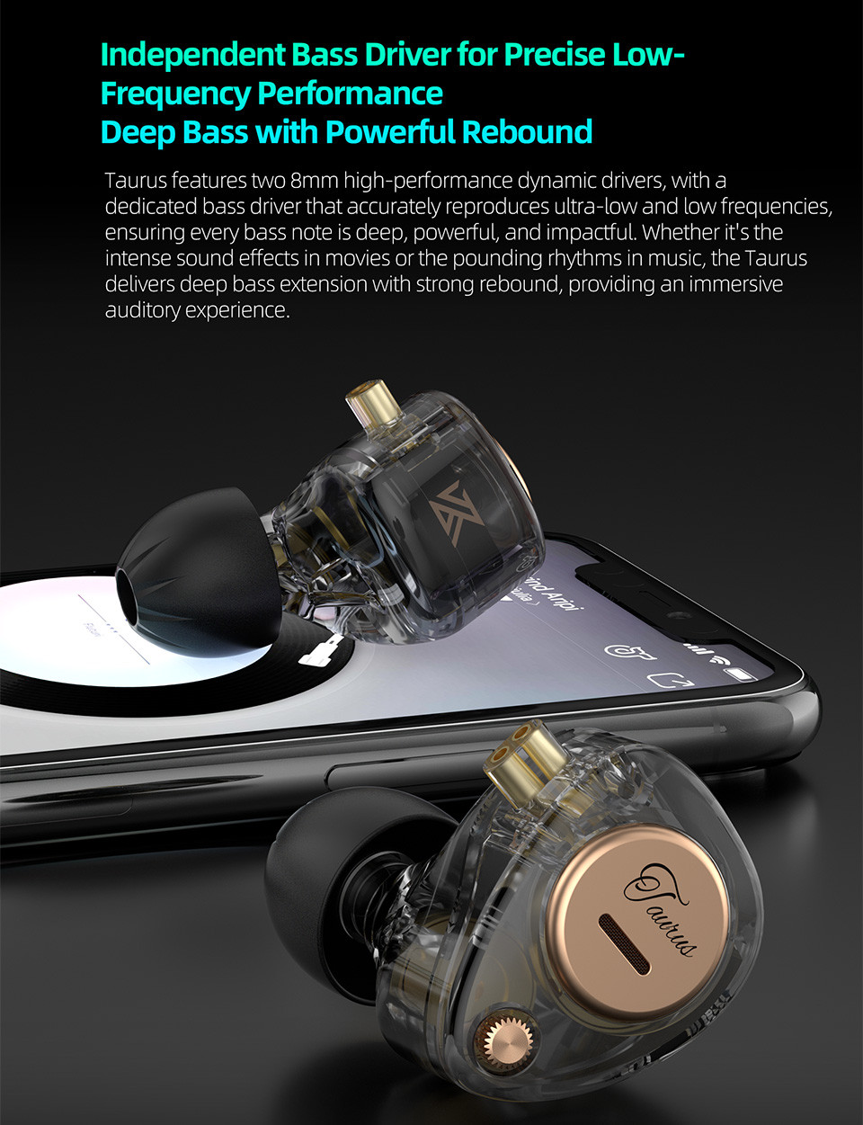 KZ Taurus Dual Dynamic Driver Headphones Powerful Bass In Ear Monitor ...