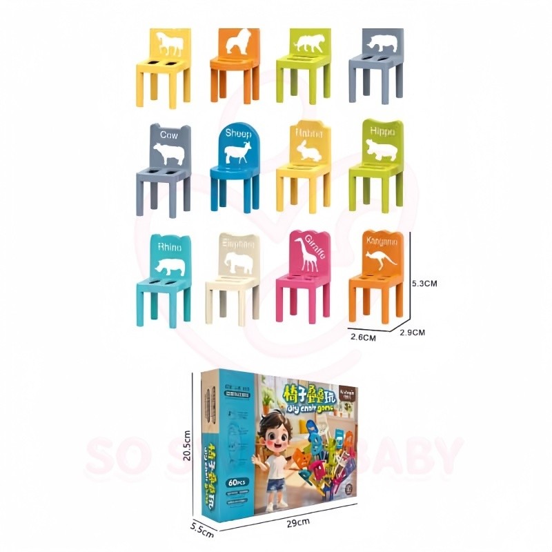 60pcs Stacking Chair Game Block Balance Toys for Kids Educational Toys ...