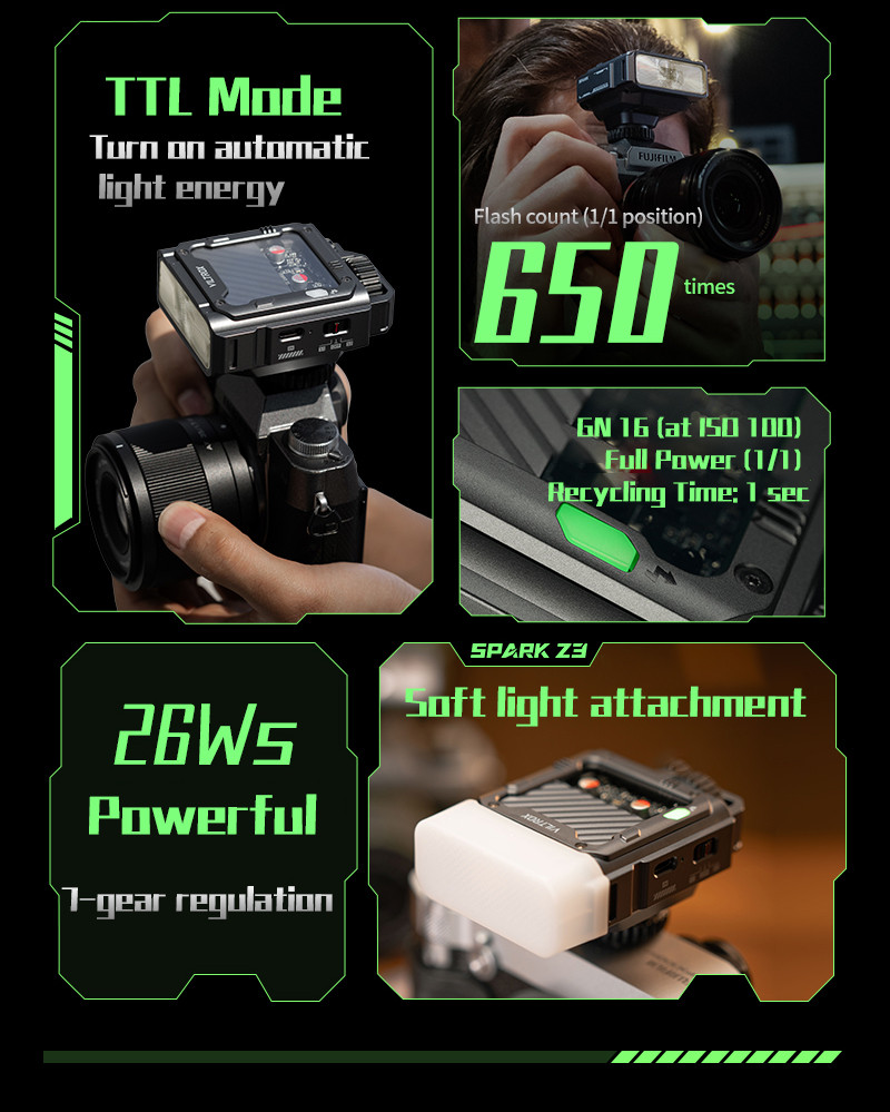 VILTROX Spark Z3 Mini Rechargeable Camera Flash Light Speed Control ...