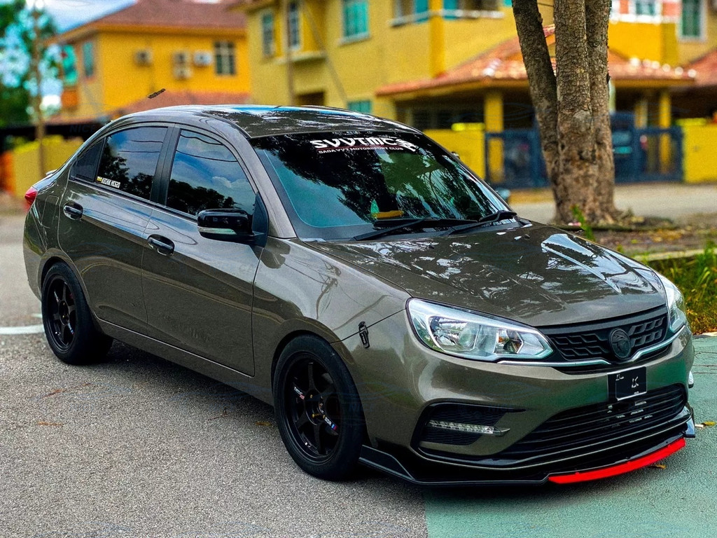 Proton Saga VVT 2016-2025 Glossy Black & Carbon Front Bumper Diffuser ...
