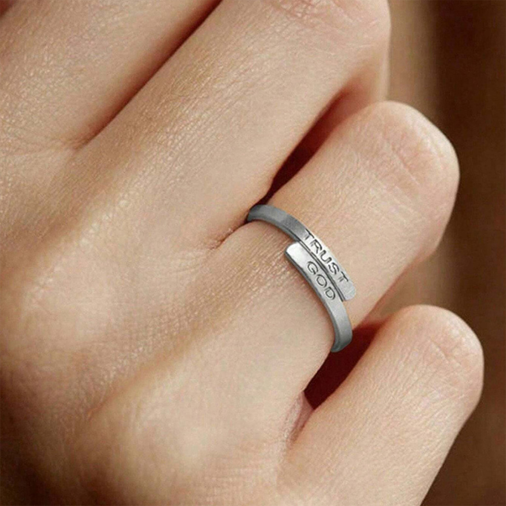 Adjustable [TRUST GOD] Ring Unisex Zinc Alloy Ring Free Size No Fade ...