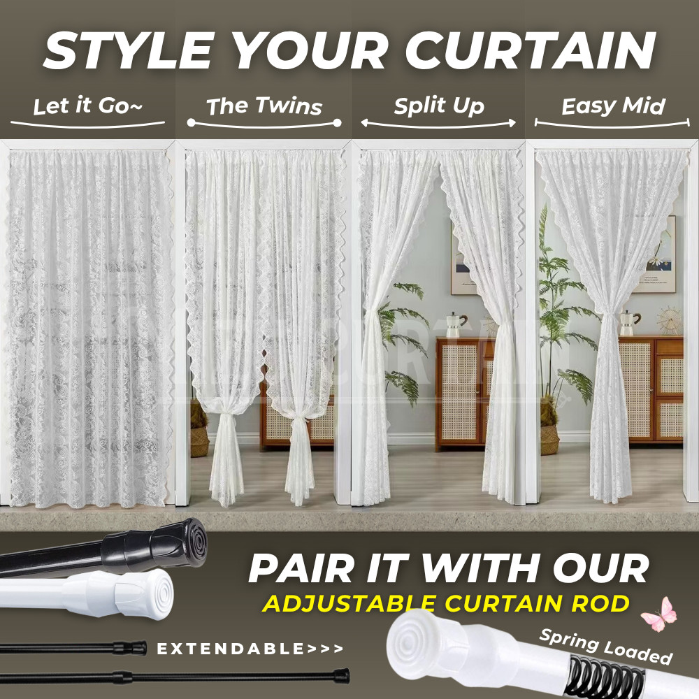 Mizu Lace Sheer Curtain Langsir Jarang Kitchen Divider Living Room ...
