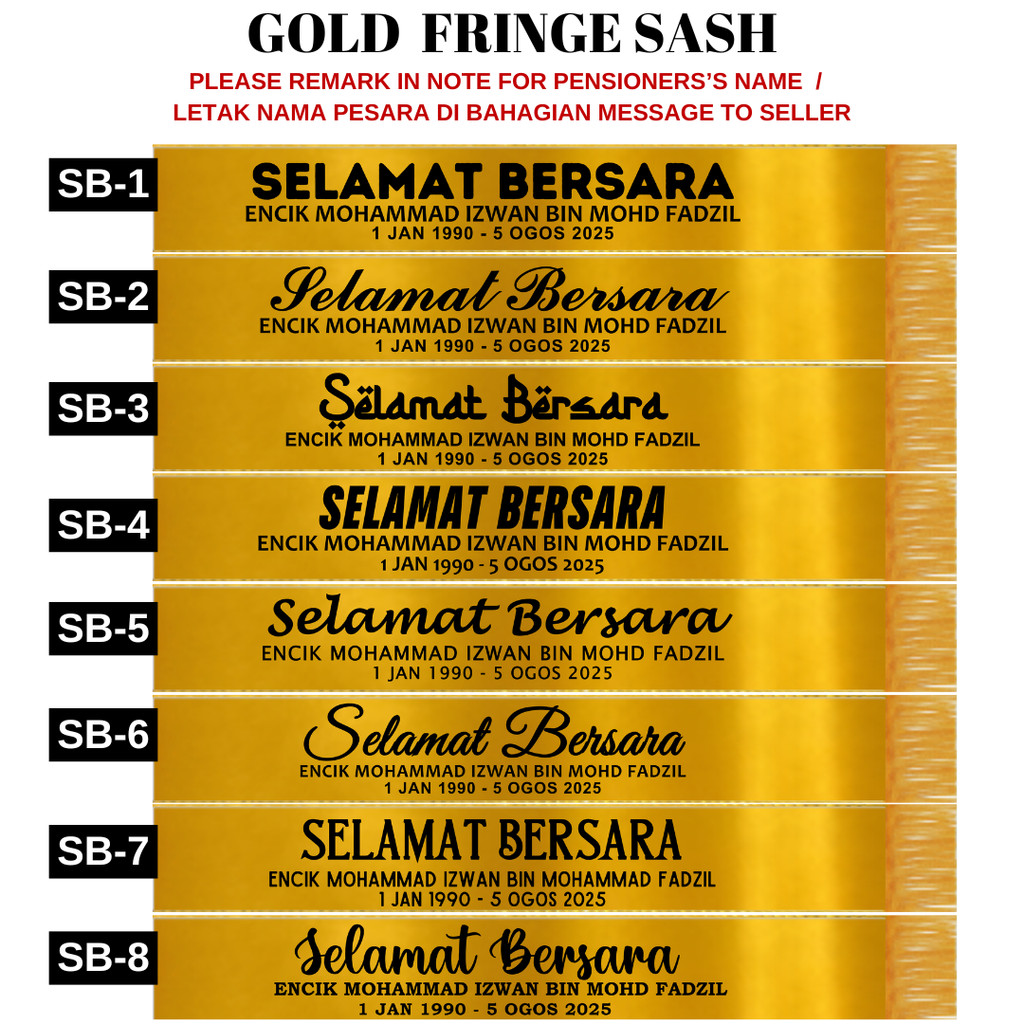 [SELAMAT BERSARA] Selempang Selamat bersara dengan nama dan tarikh Sash ...