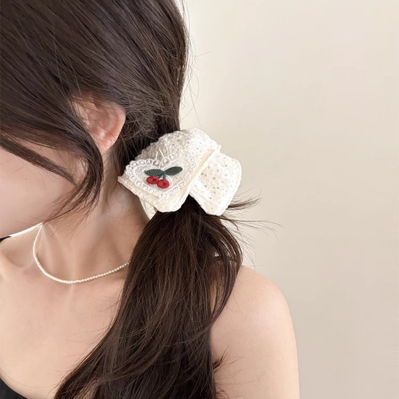 Korean Square Scarf Large Intestine Hair Ring for Women Pink Ponytail ...
