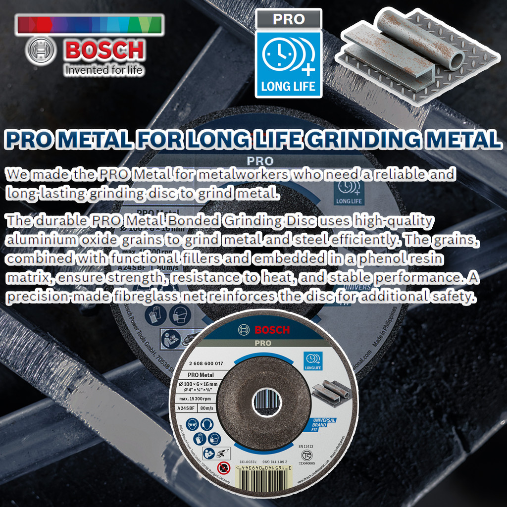 COMBO DEAL BOSCH 4" X 6.0MM X 16MM METAL PRO GRINDING DISC (5X/10X/25X ...