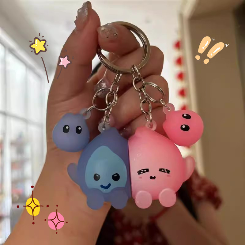 Creative Couple Keychain Magnetic Night Light Small Fire Keyring Bag ...