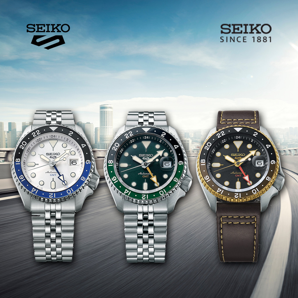 Seiko 5 Sports SSK035K1 SKX Series Bi-Color Mechanical GMT Green Dial ...