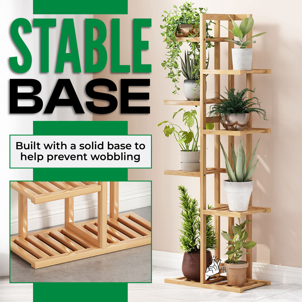 Rak Pasu Bunga Outdoor Plant Rack Bamboo Flower Pot Rack Plant Garden ...