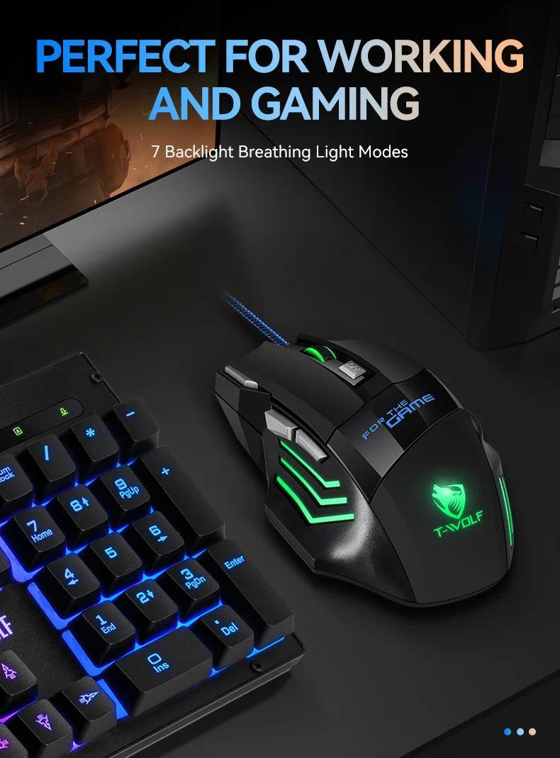 2026 NEW USB Wired Gaming Mouse 7 Button Backlit Ergonomic Mice 2400 ...