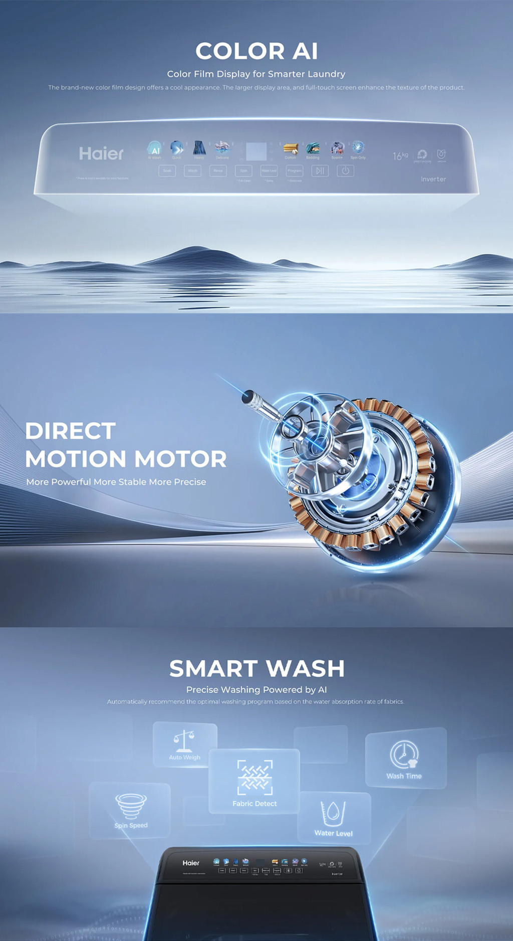 [2026 Upgraded Model] HAIER 18KG Top Load Direct Motion Inverter Color ...