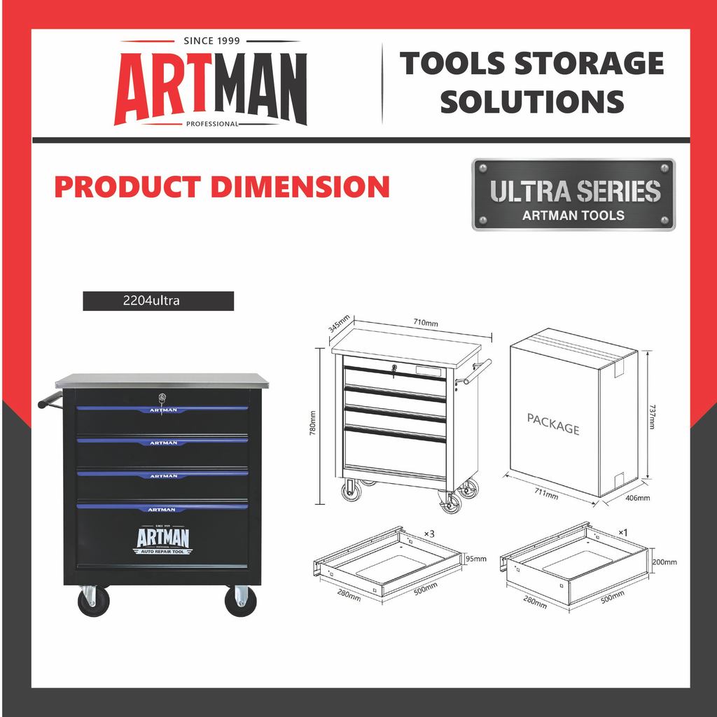 ARTMAN ULTRA SERIES 4 DOOR TOOL CABINET CD2204ULTRA BLACK | Shopee Malaysia