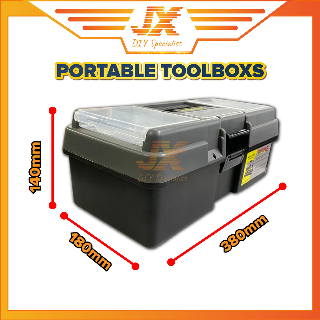 Heavy Duty Hard Plastic Multi Purpose Hardware Tool Storage Box Kotak ...