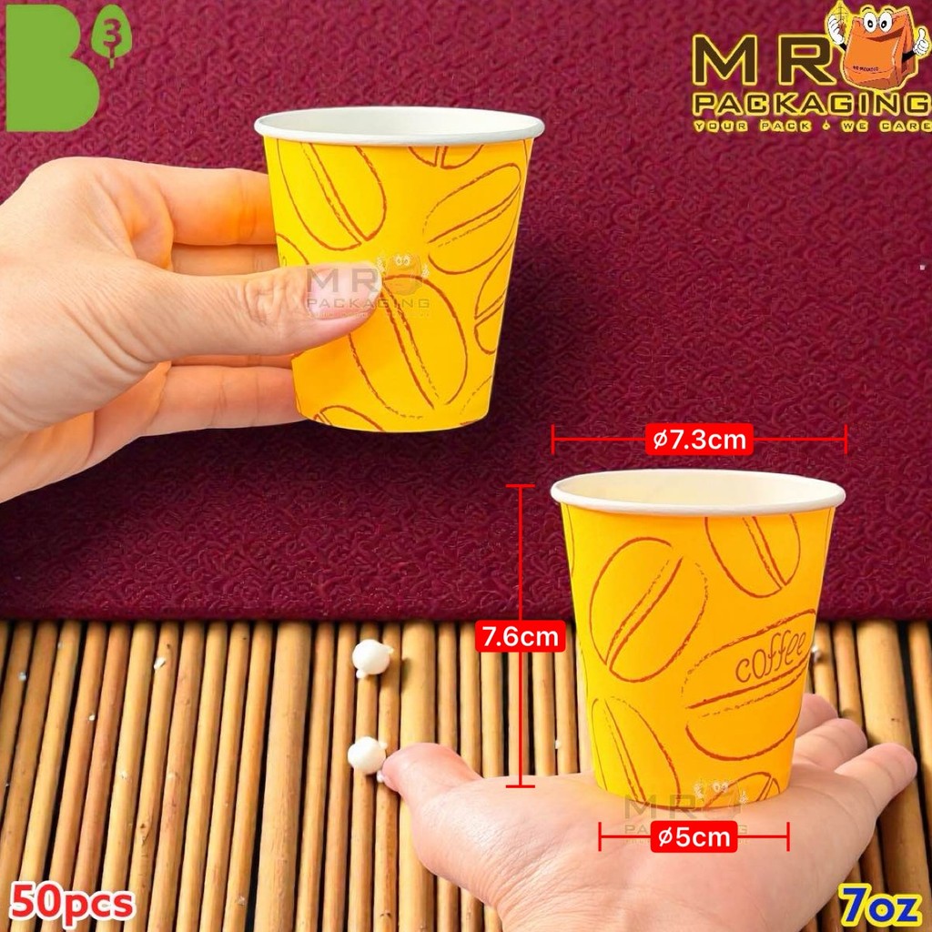 6oz 7oz Paper Cup White / Brown / Printed ( 50pcs± ) ABBA ware Big Tree ...