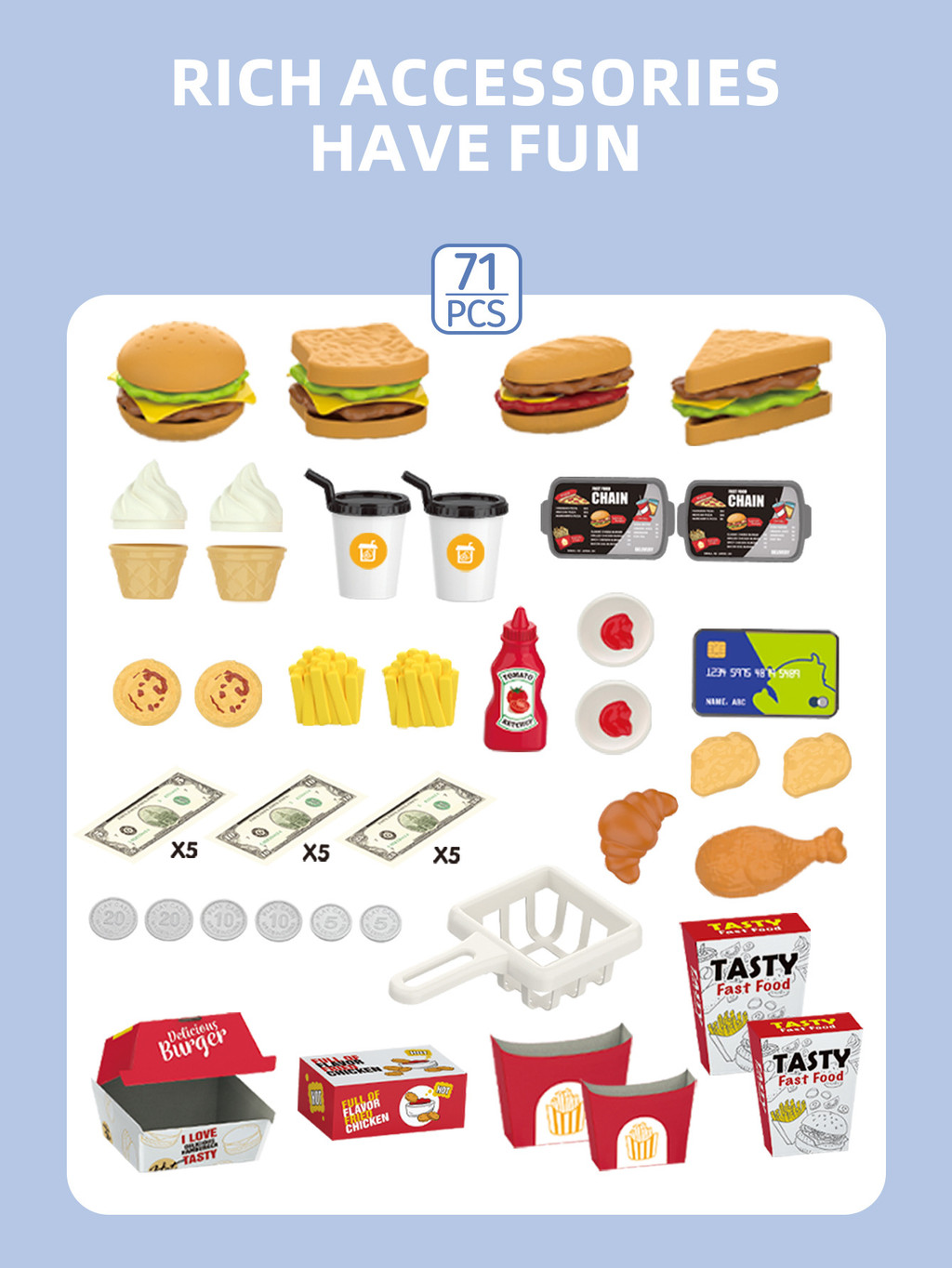 Children's Pretend Play Toy Simulation Hamburger Fast Food BBQ Table ...