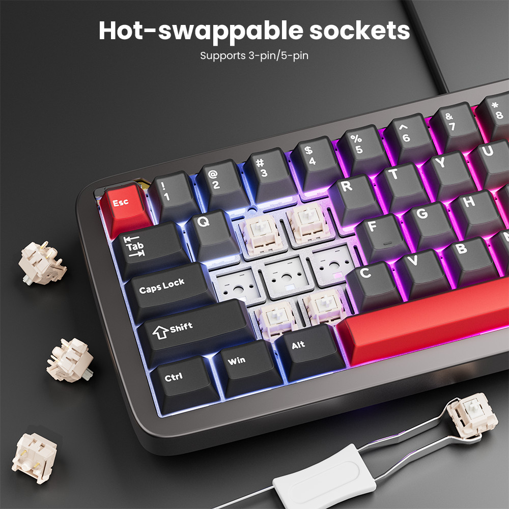 RK Royal Kludge RK Ultra65 All-aluminum Keyboard With Cream Switch ...